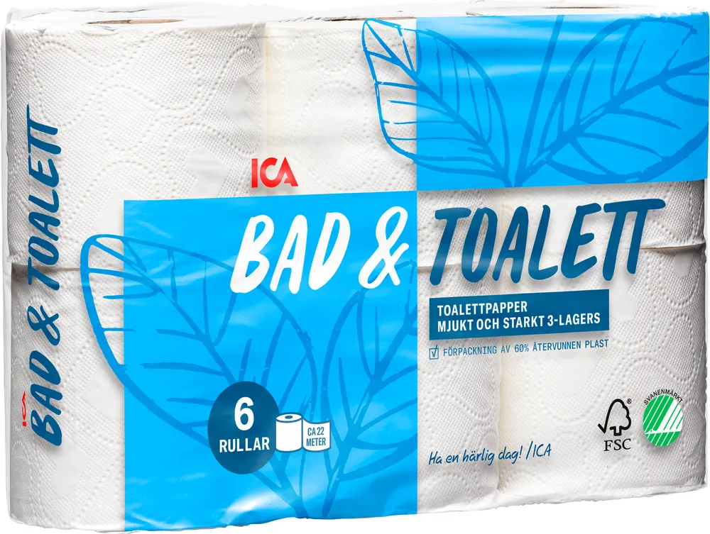 Bad- & Toalettpapper 6-p, ICA, 6st | Jämför pris & handla via Matspar.se