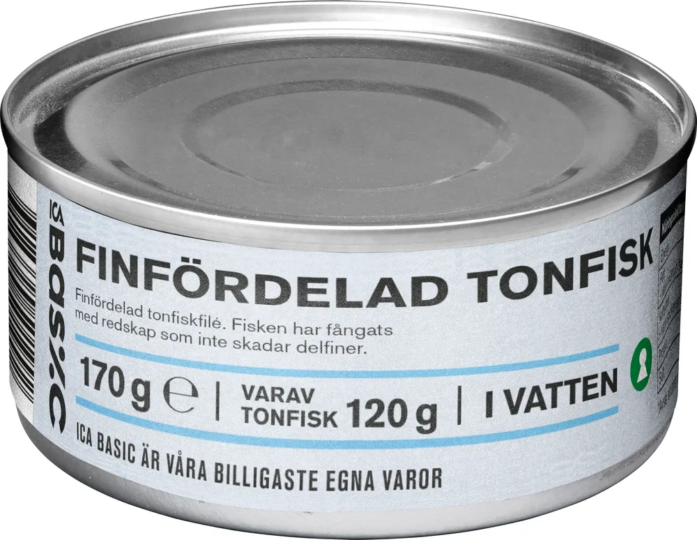 Tonfisk finfördelad i vatten, ICA Basic, 170g | Jämför pris & handla ...