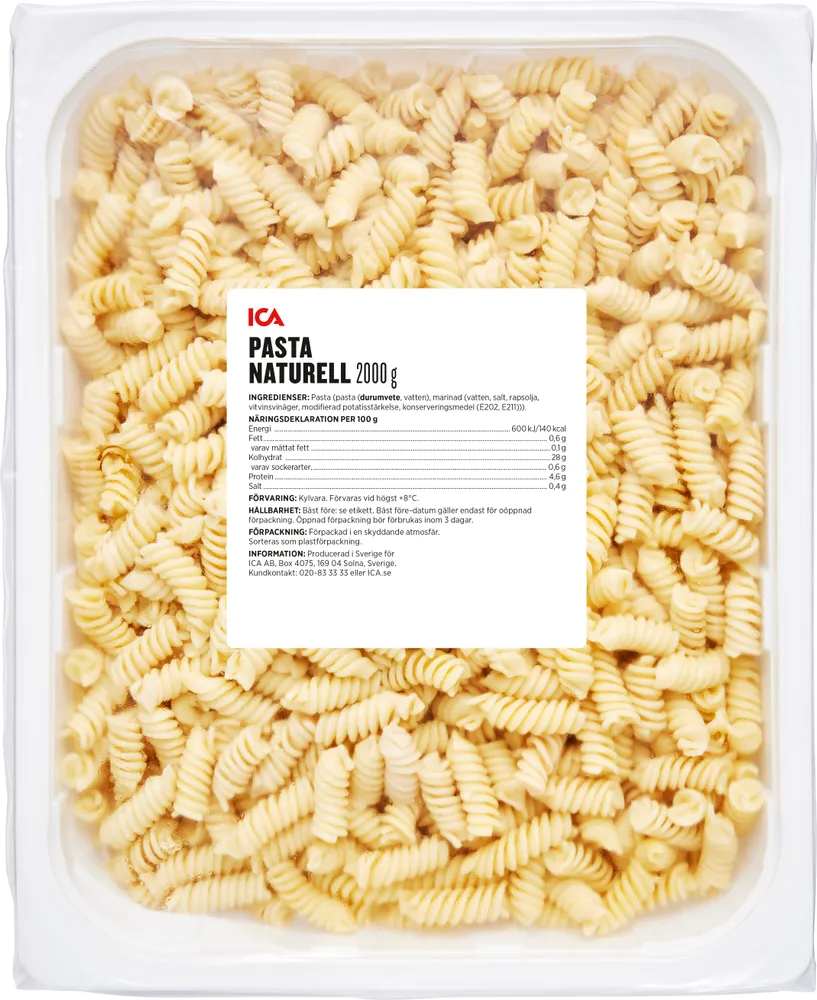 Pasta naturell Bas, ICA, 2kg | Jämför pris & handla via Matspar.se
