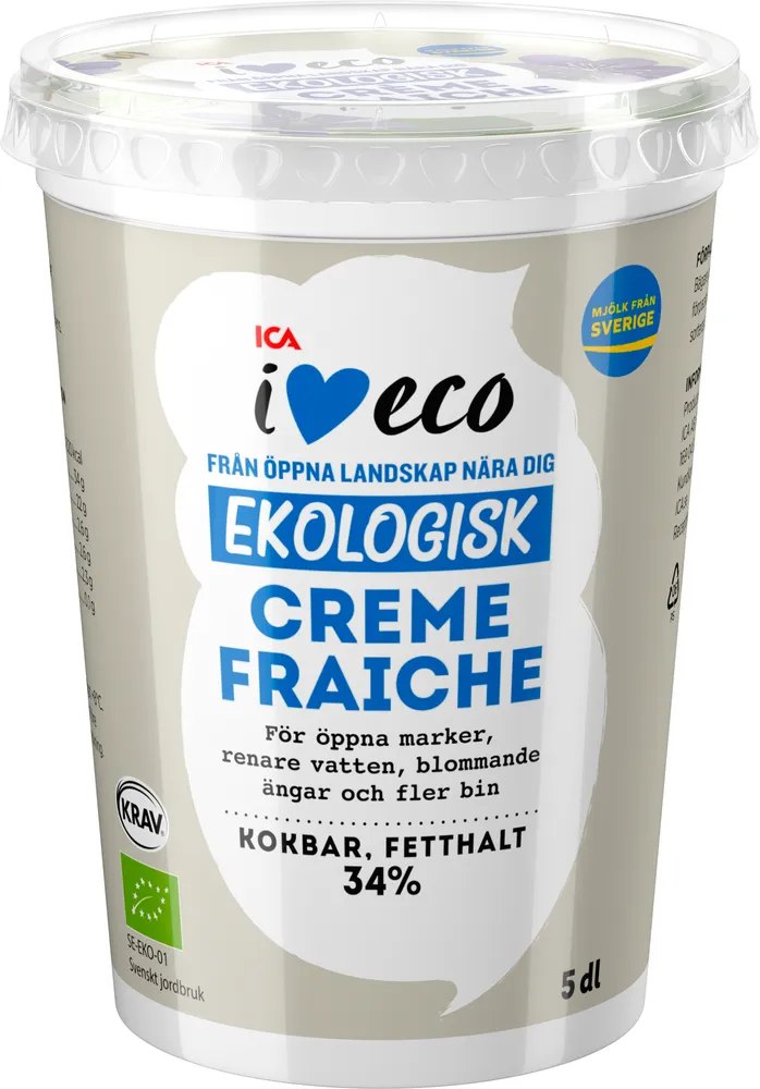 Ekologisk crème fraiche 34% EKO KRAV, ICA I Love Eco, 5dl | Jämför pris ...
