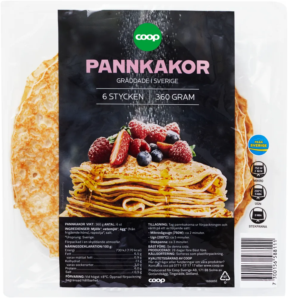 Pannkakor, Coop, 360g | Jämför pris & handla via Matspar.se